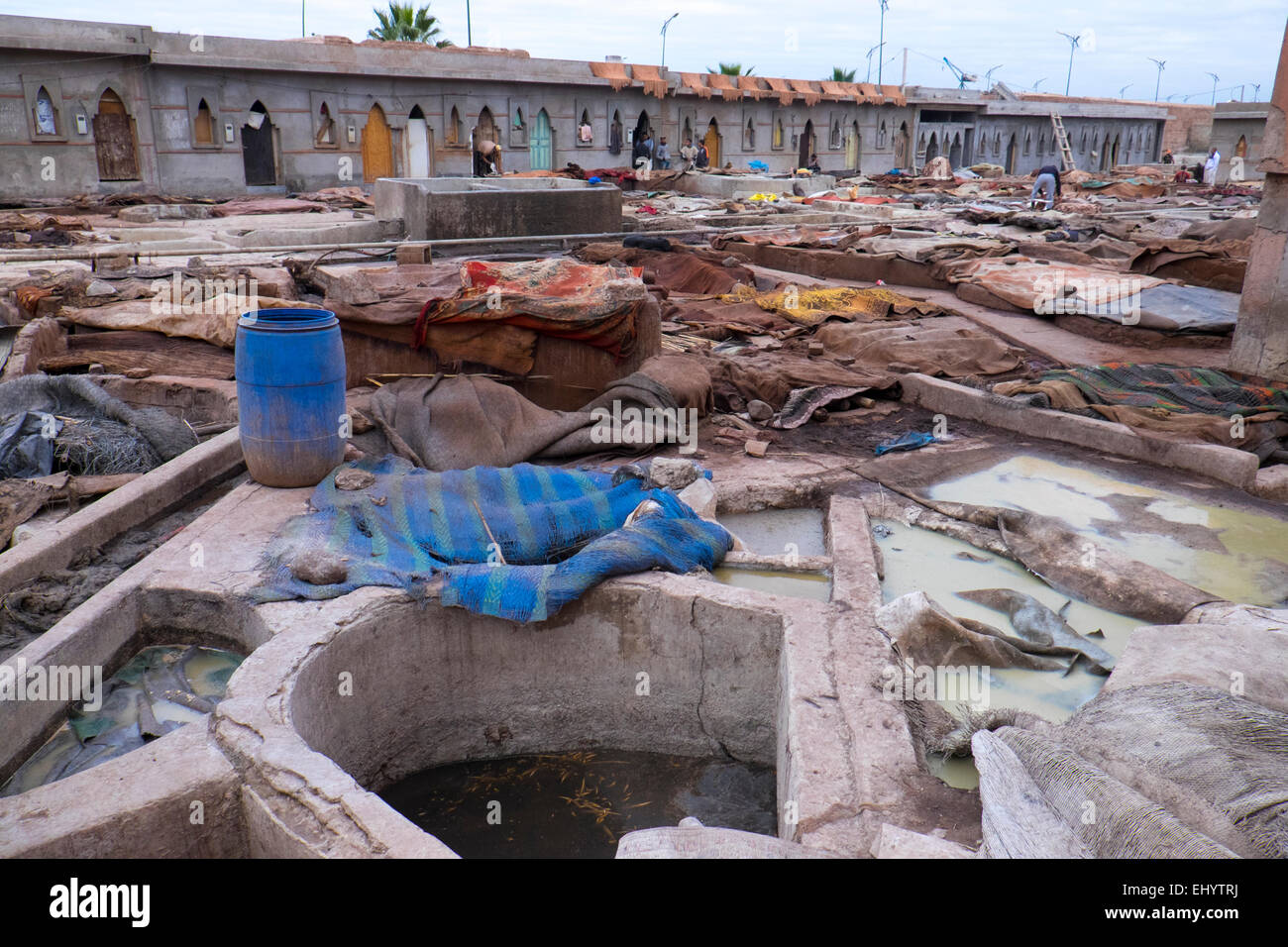 Tanneries (Tannery), outdoor tanning vats, Medina (Old Town), Marrakesh ...