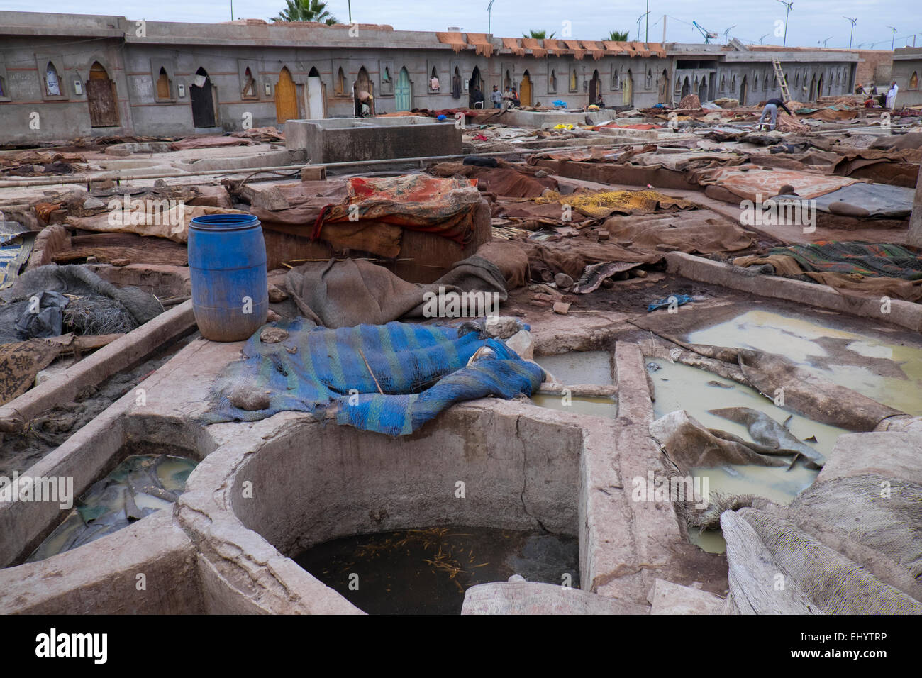 Tanneries (Tannery), outdoor tanning vats, Medina (Old Town), Marrakesh ...