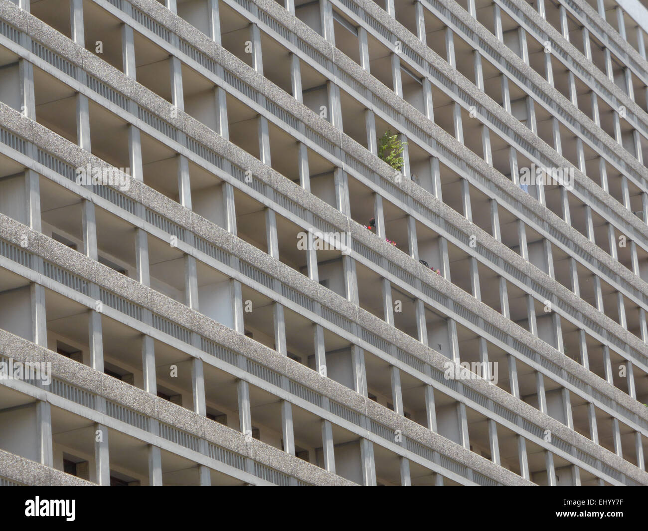 France, Europe, Lyon, block of flats, high-rise building, balcony ...