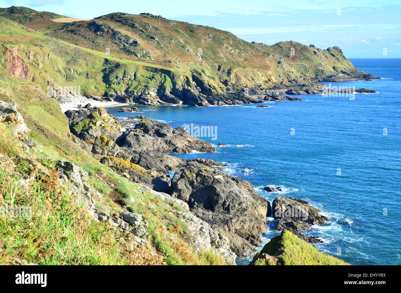 England, Devon, prawle point, rocks, cliffs, salcombe, cliffs, sea ...