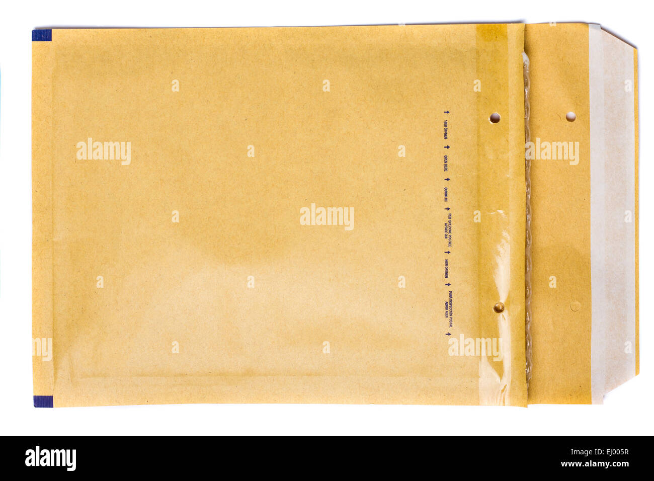 Big yellow mail package on a white background Stock Photo - Alamy