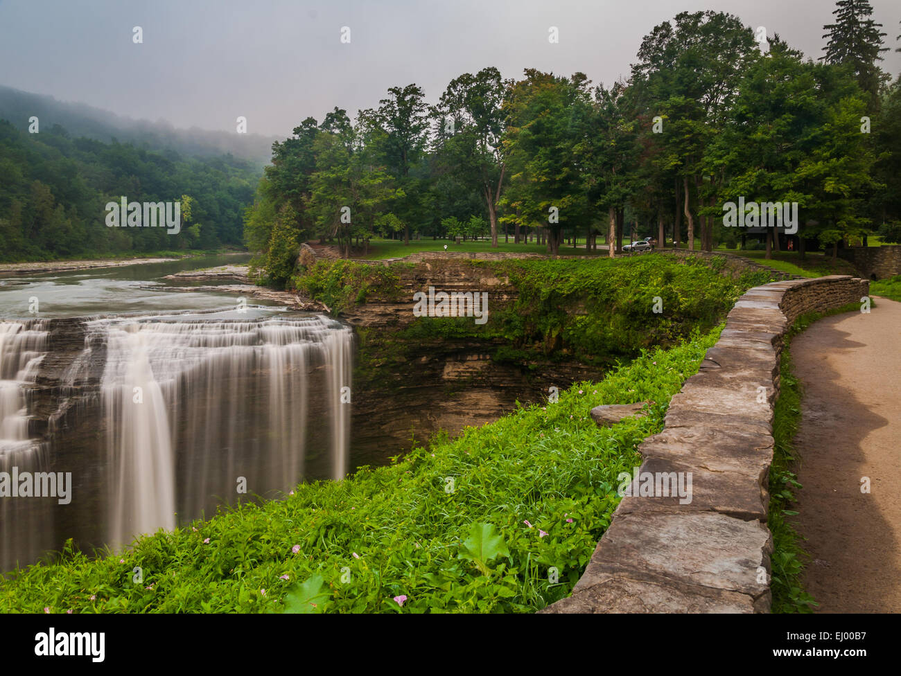 Morning view of Middle Falls, Letchworth State Park, New York Stock ...