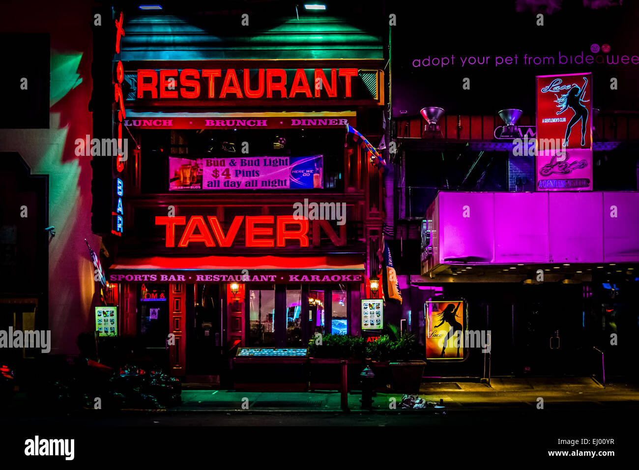 Nightlife on 7th Avenue at night, at Times Square, Midtown Manhattan ...
