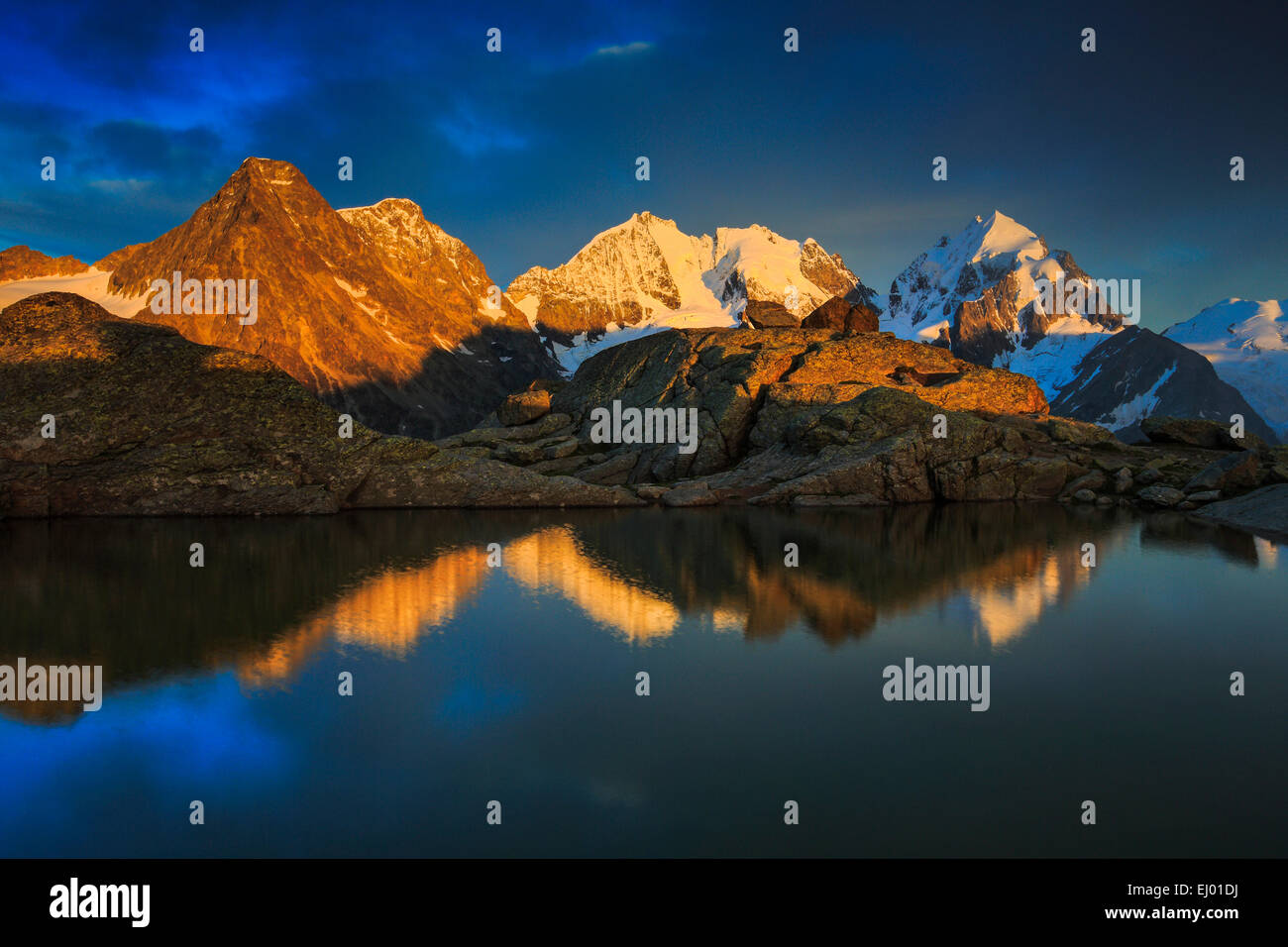 Evening light, Alps, glowing, Alpenglow, afterglow, afterglow, view ...