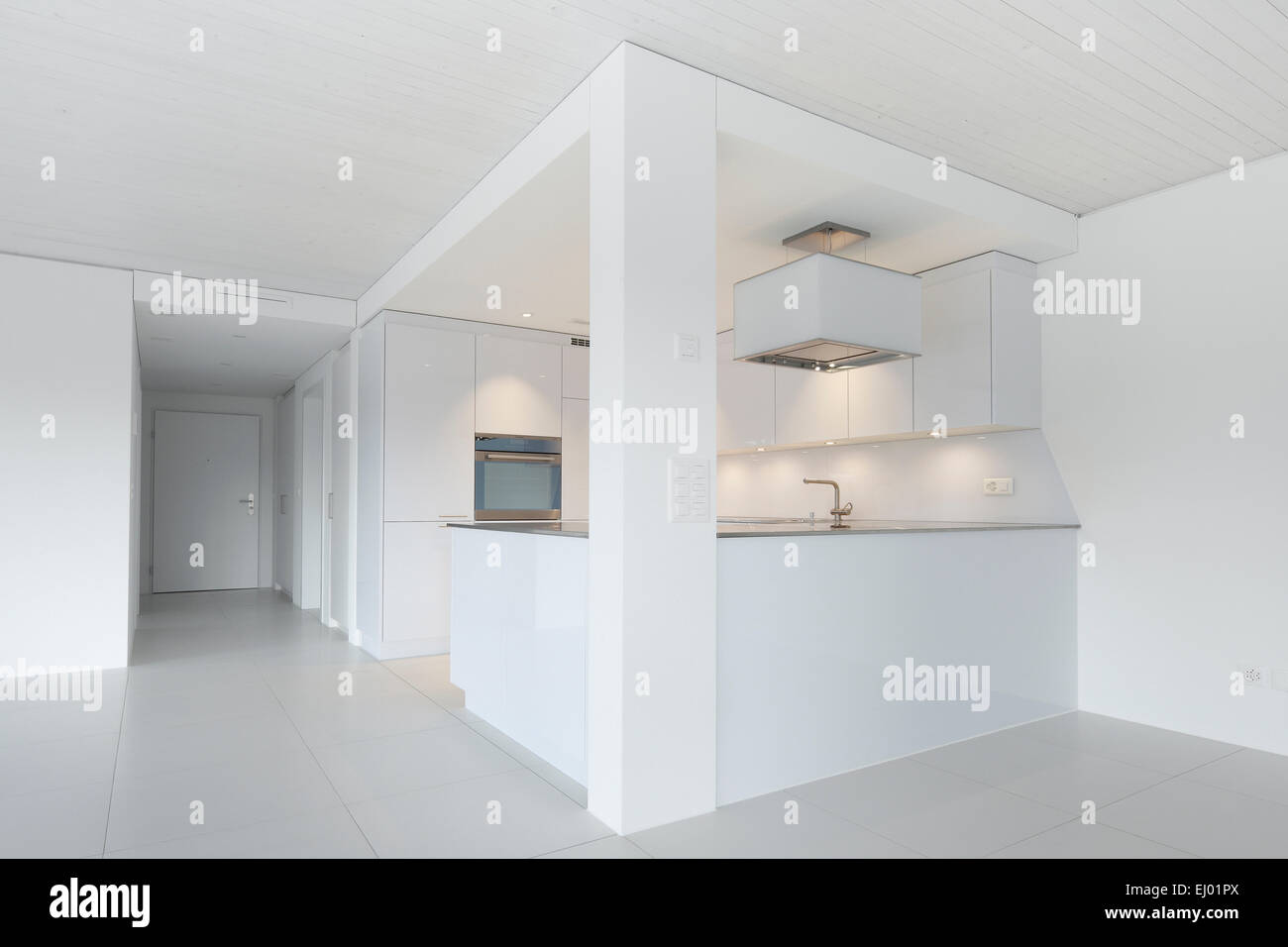 Architecture, chrome steel, house, home, interior, kitchen, Switzerland ...