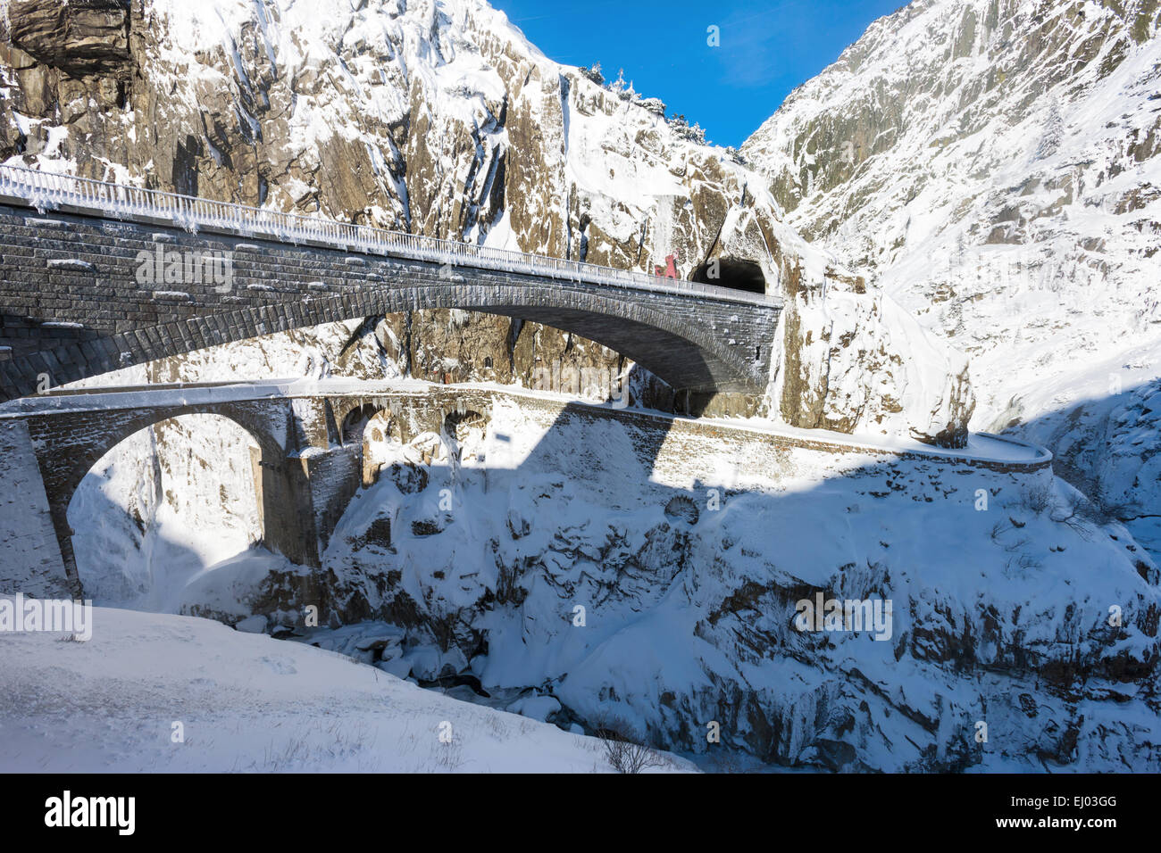 Devil's bridge, bridge, Switzerland, Europe, canton, Uri, gorge ...