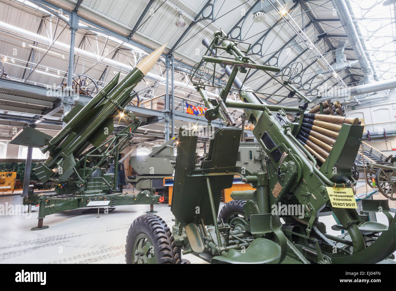 England, London, Woolwich, Firepower Museum, Exhibit of Modern Weaponry ...