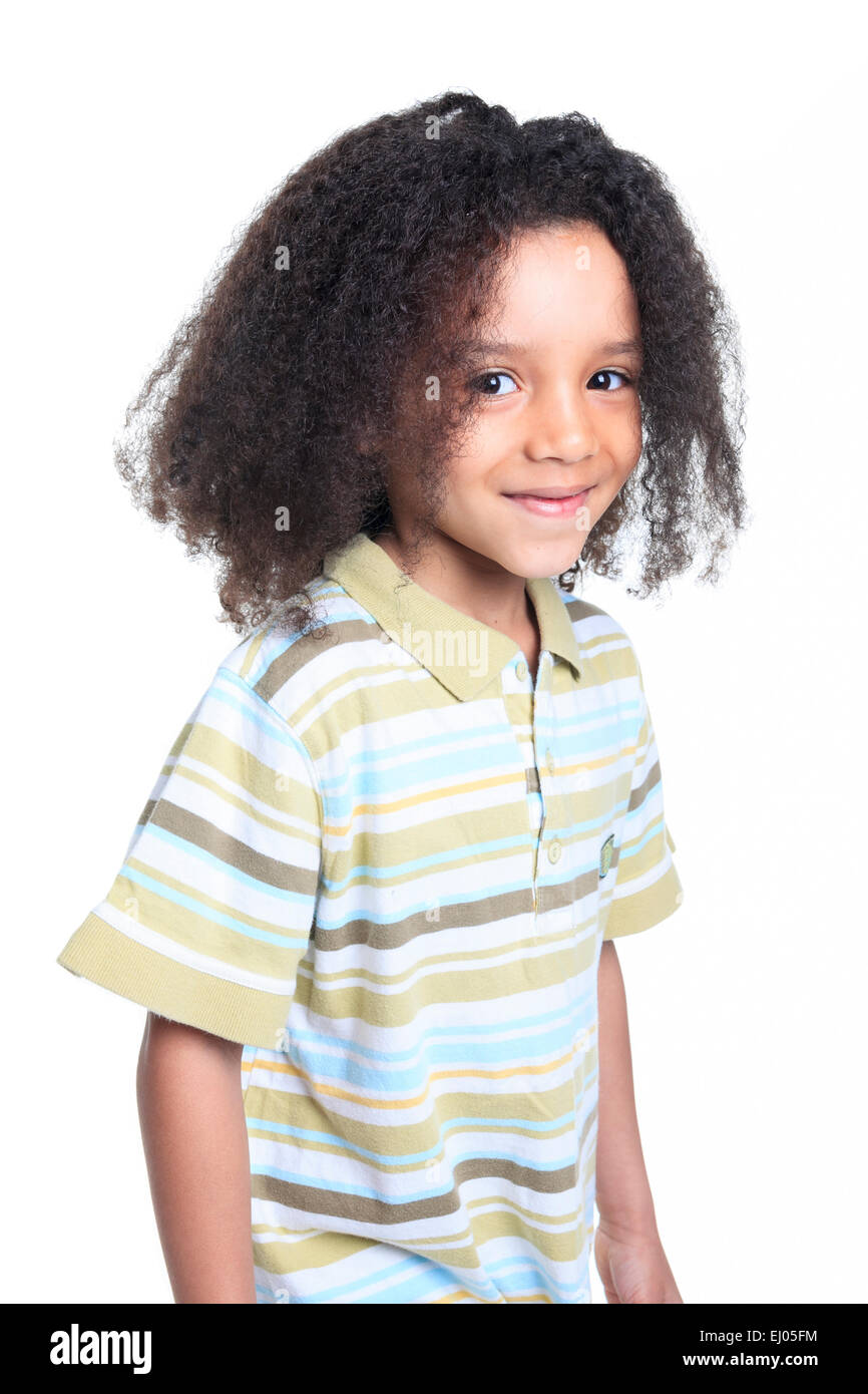 Adorable africanboy with beautiful hairstyle isolated over white Stock ...