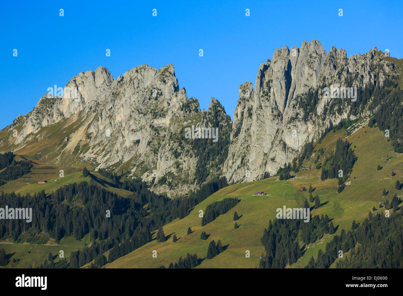 Alps, View, Jaun pass, mountain, mountain panorama, mountains, mountain ...