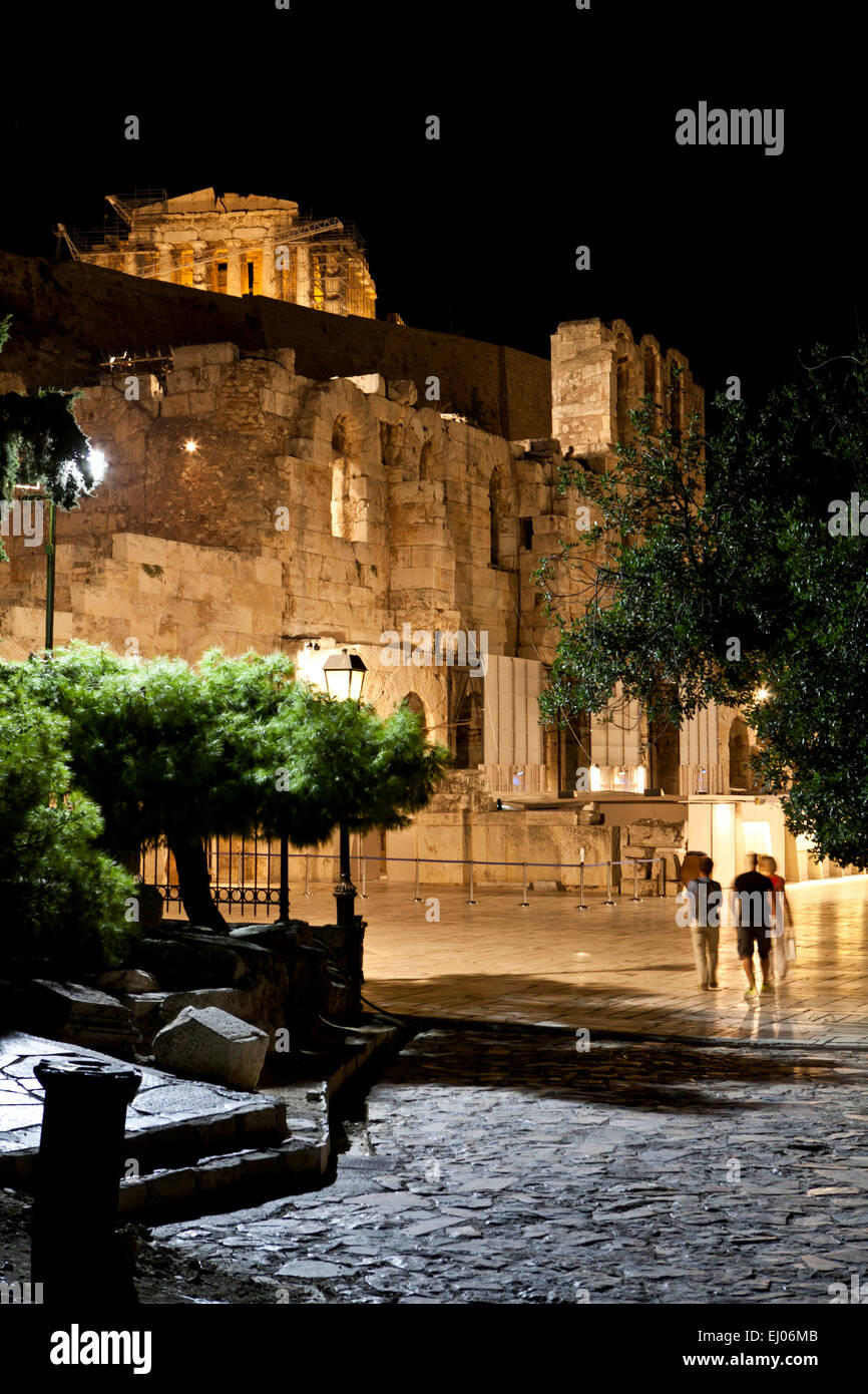 Odeon of Herodes Atticus amphitheater with the Parthenon in the ...