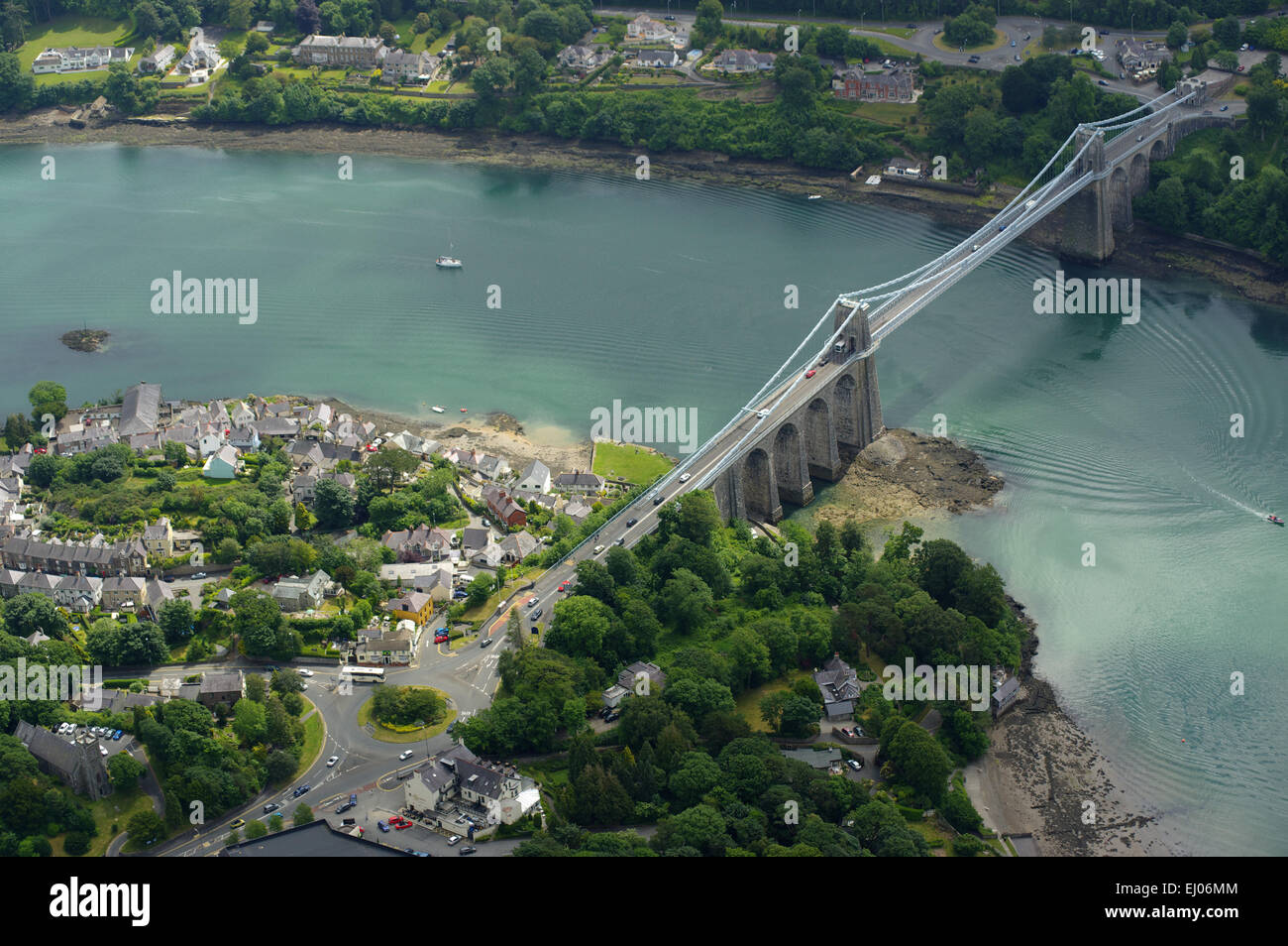 Aerial, Menai Bridge, Menai Strait, Gwynedd Stock Photo - Alamy