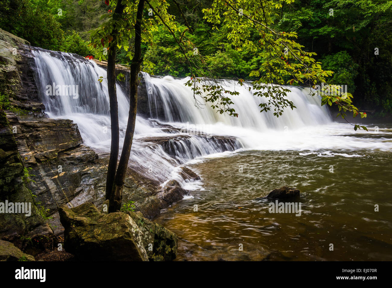 Side view of Hooker Falls on the Little River in Dupont State Forest ...