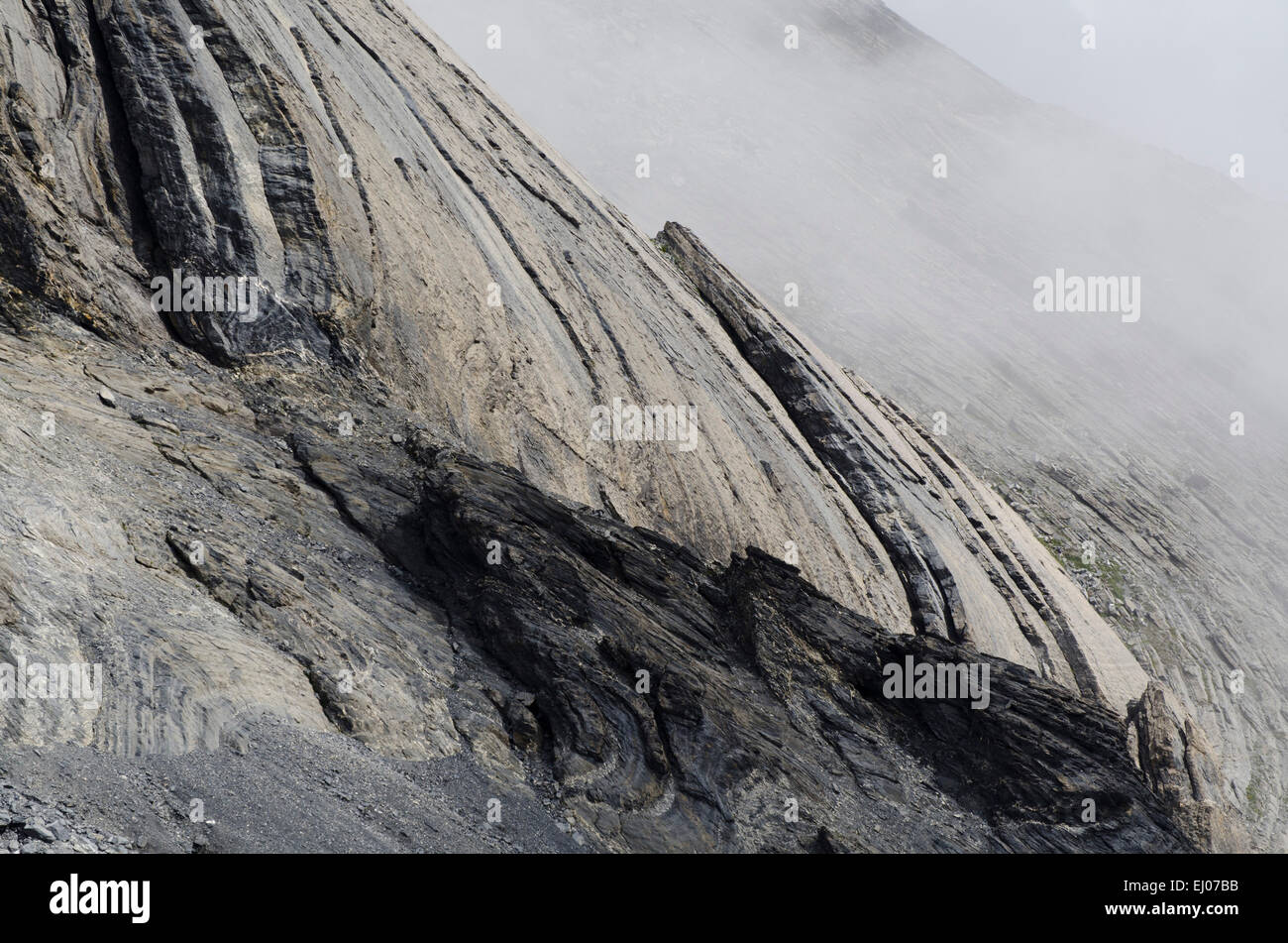 Switzerland, Europe, Valais, Muveran, Ovronnaz, cliff wall, tectonics ...