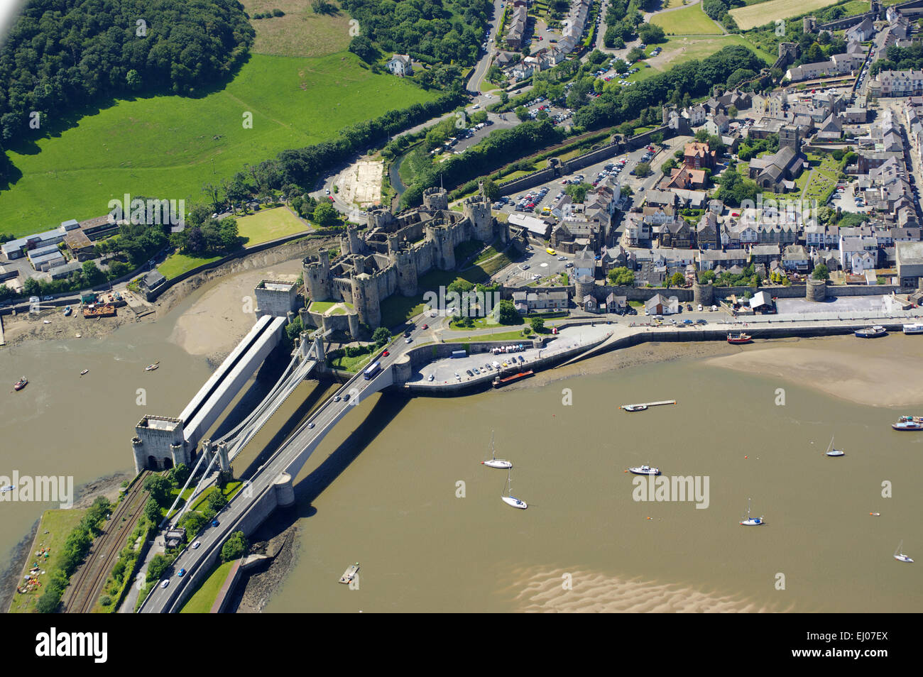 Conwy castle aerial hi-res stock photography and images - Alamy