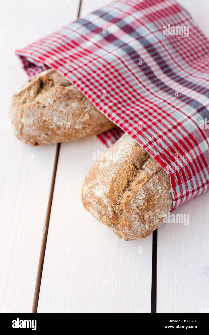 homemade loaf on white wooden table Stock Photo - Alamy
