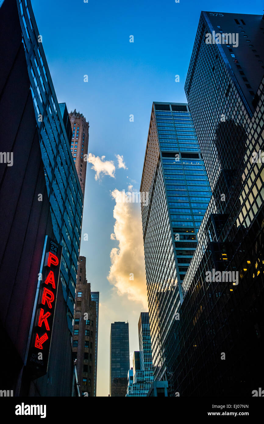 Skyscrapers along 51st Street in Midtown Manhattan, New York Stock ...