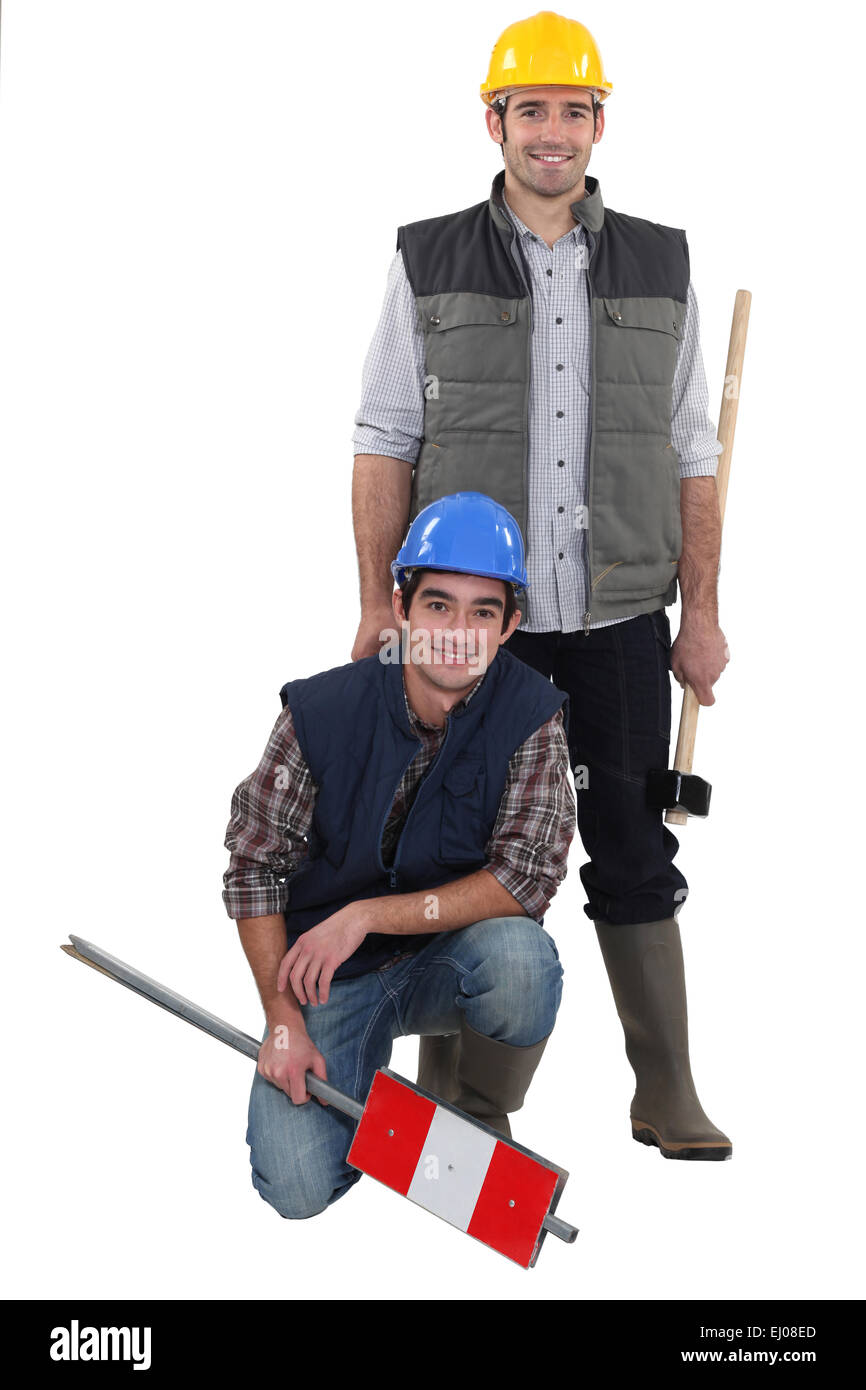 Two traffic workers Stock Photo - Alamy