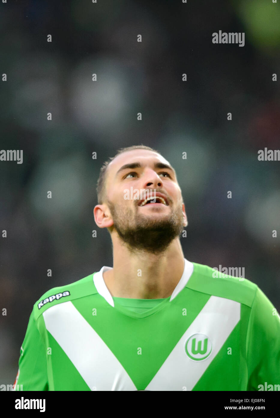 Wolfsburg, Germany. 15th Mar, 2015. Wolfsburg's Bas Dost reacts during ...
