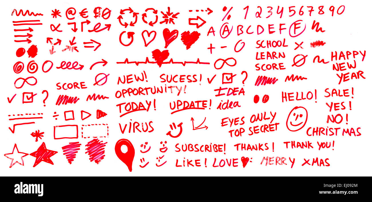 Bundle mix of symbols, words and numbers Stock Photo - Alamy