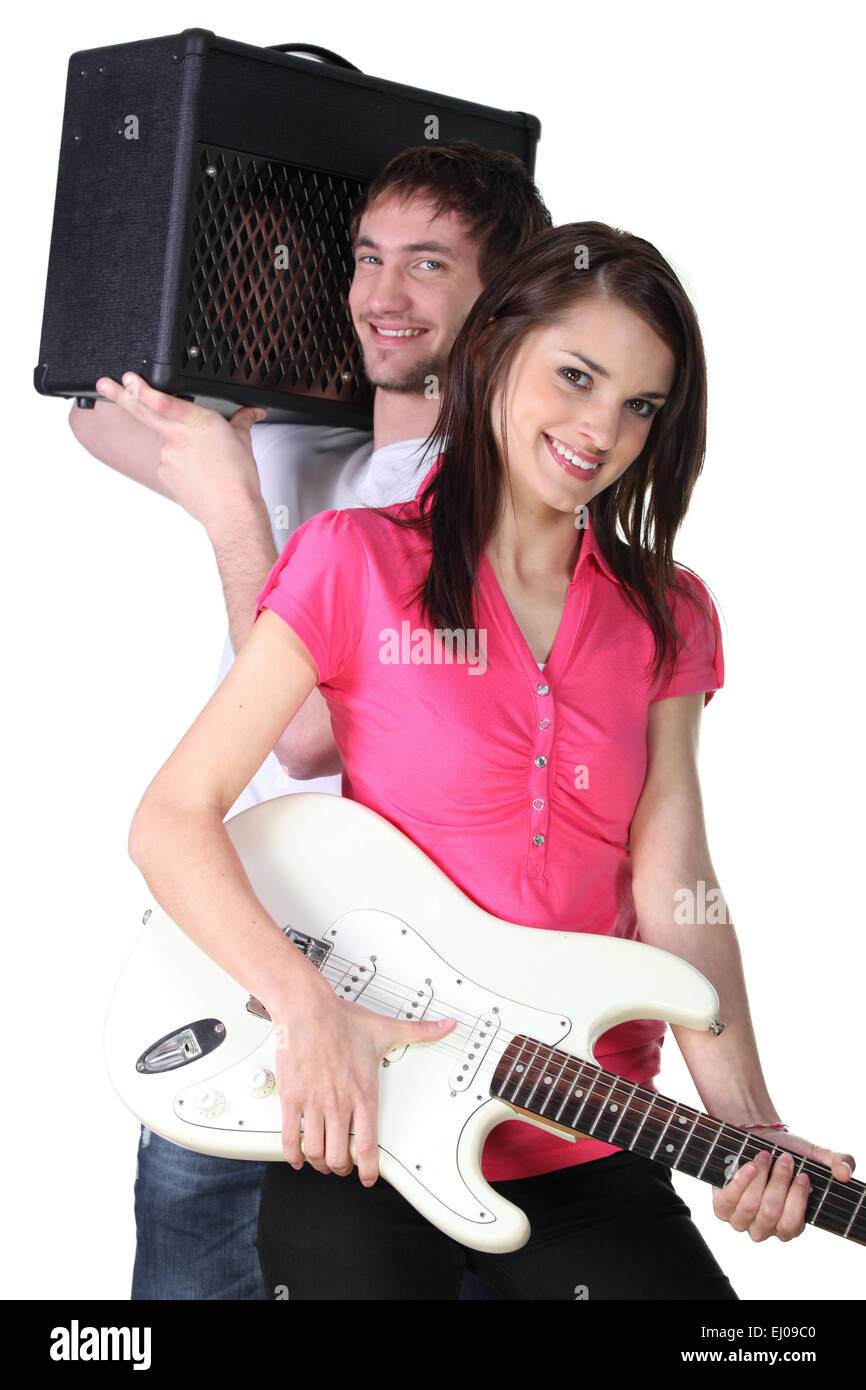 Couple of musicians Stock Photo - Alamy