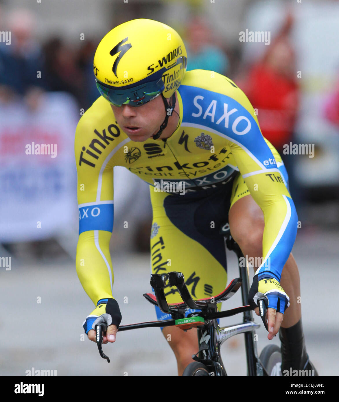 Nicolas Roche of Ireland competes in the time trial on stage 8a of the ...