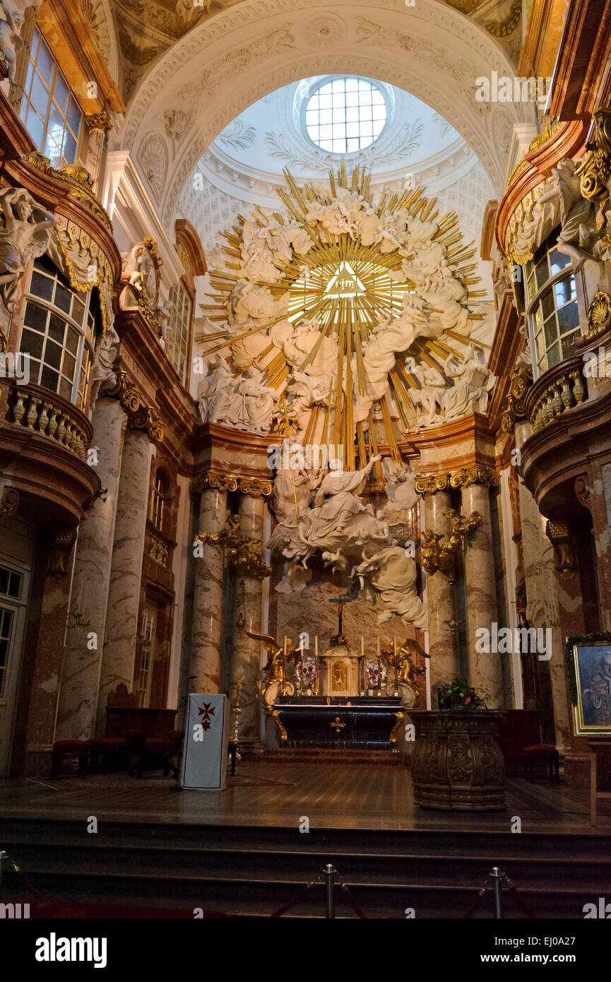 The interior of Karlskirche (St Charles church), Vienna, Austria Stock ...