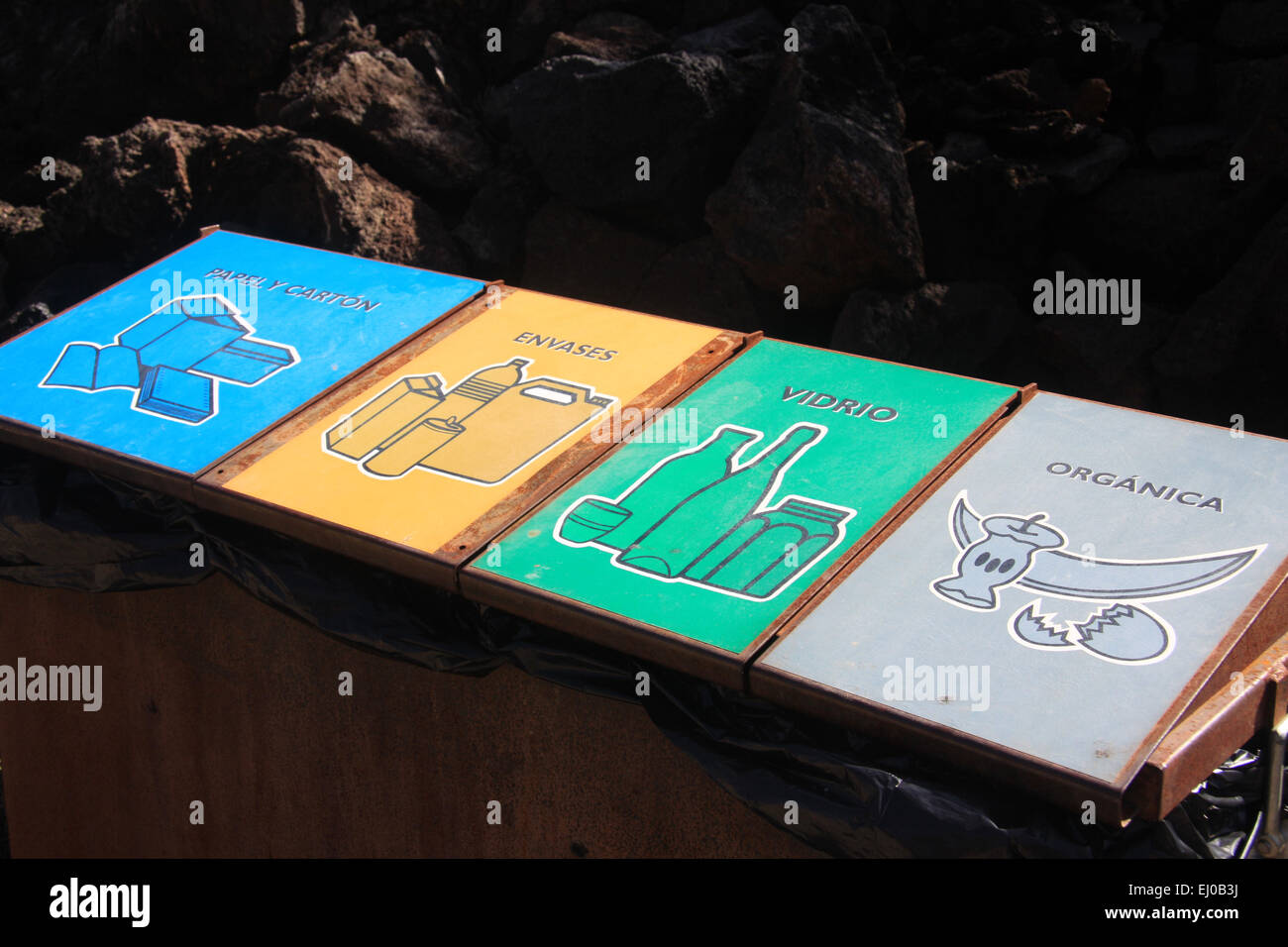 Spain, Europe, Tenerife, recycling, waste, collecting point, garbage ...