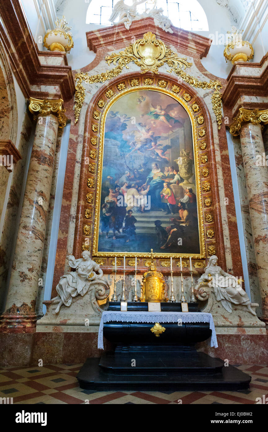 An alter in the interior of Karlskirche (St Charles church), Vienna ...