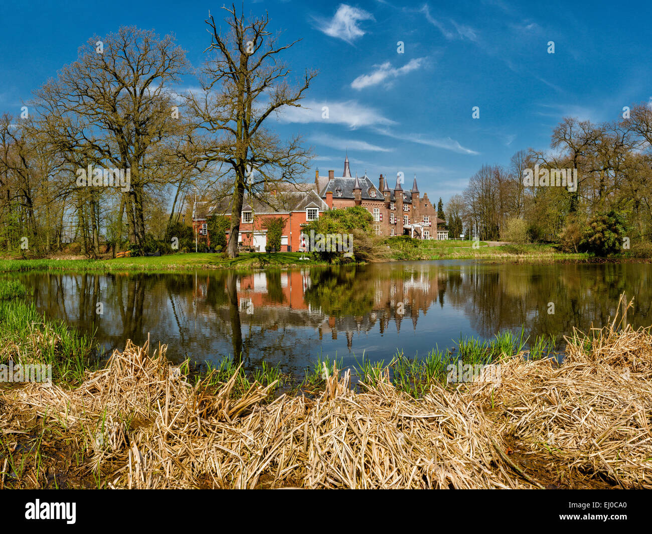 Vught, Netherlands, Holland, Europe, castle, water, trees, spring ...
