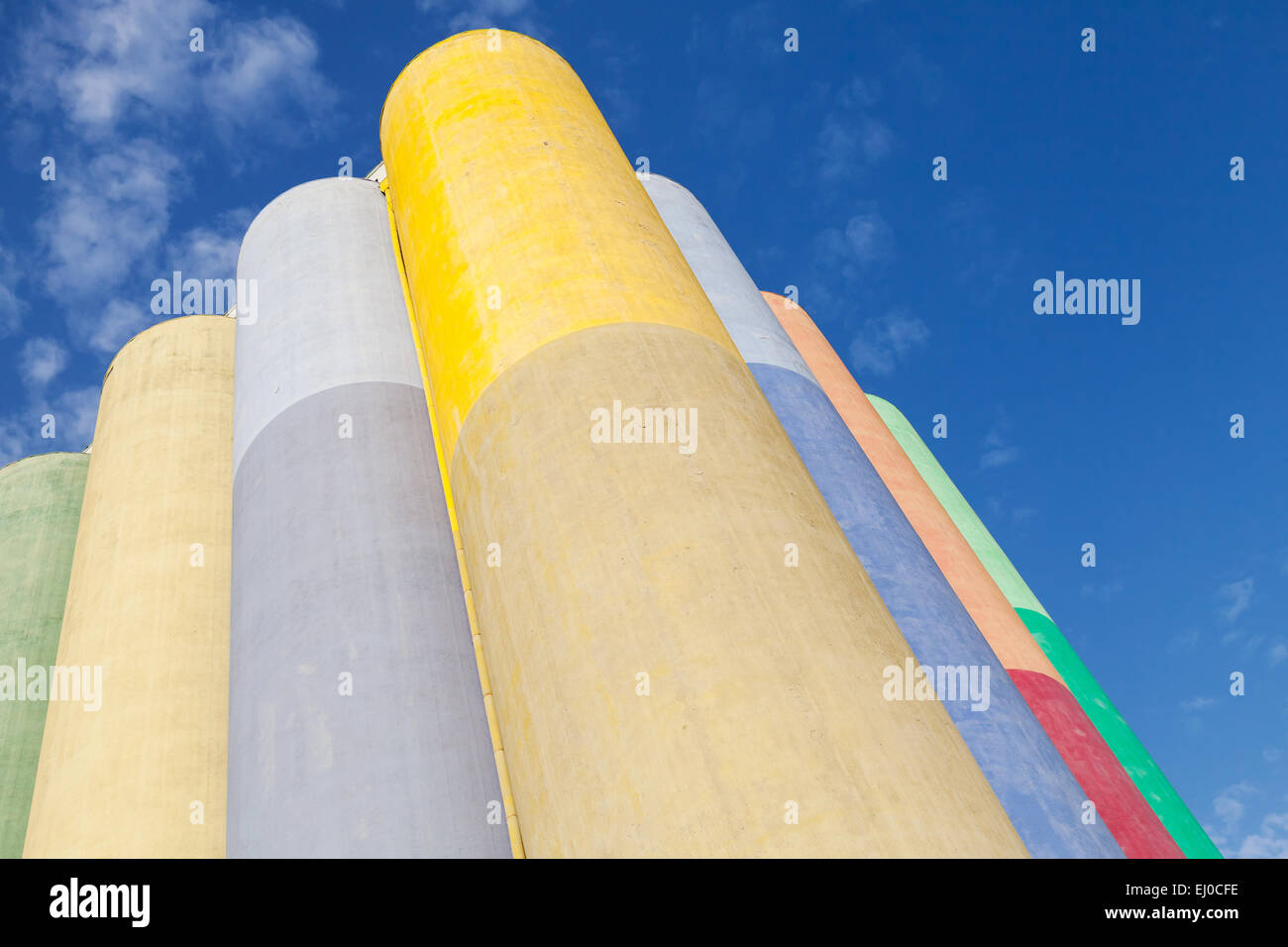 Abstract industrial architecture fragment, large colorful concrete ...