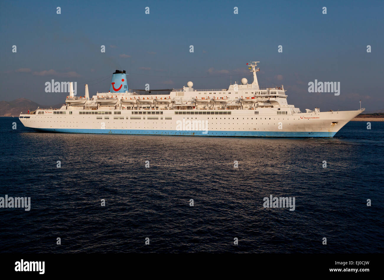 "Thomson Celebration" cruise ship in the port of Pireaus in Athens ...