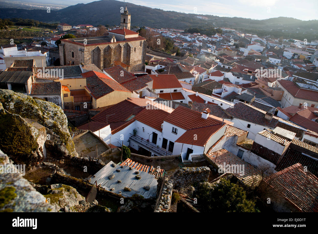 Panorama view of Montanchez at sunrise, Caceres, Spain Stock Photo - Alamy