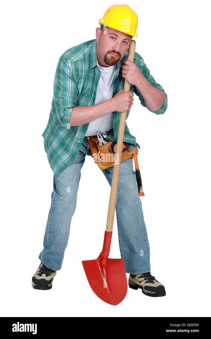 Craftsman looking tired Stock Photo - Alamy