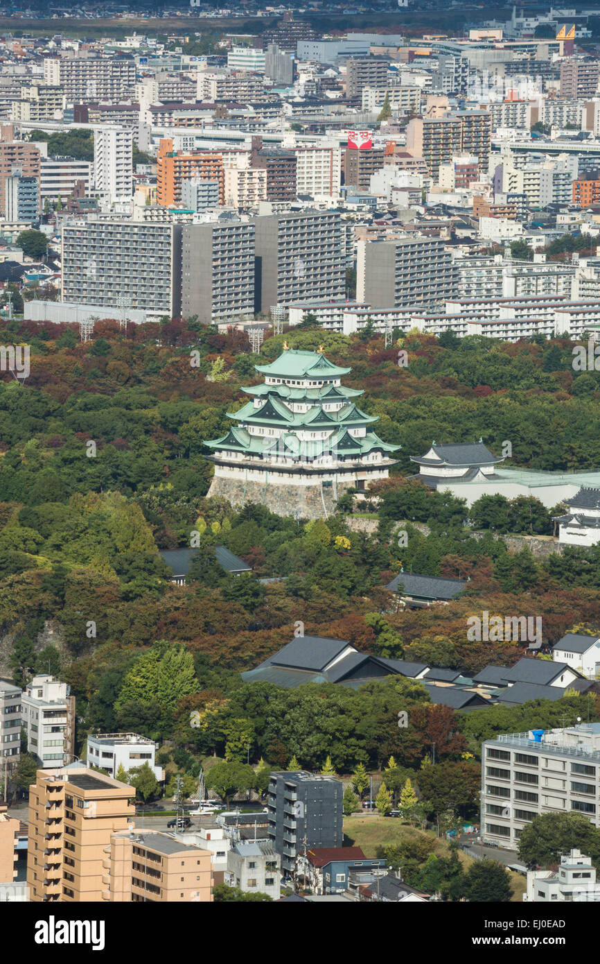 City, Japan, Asia, Nagoya, aerial, aichi, architecture, castle ...
