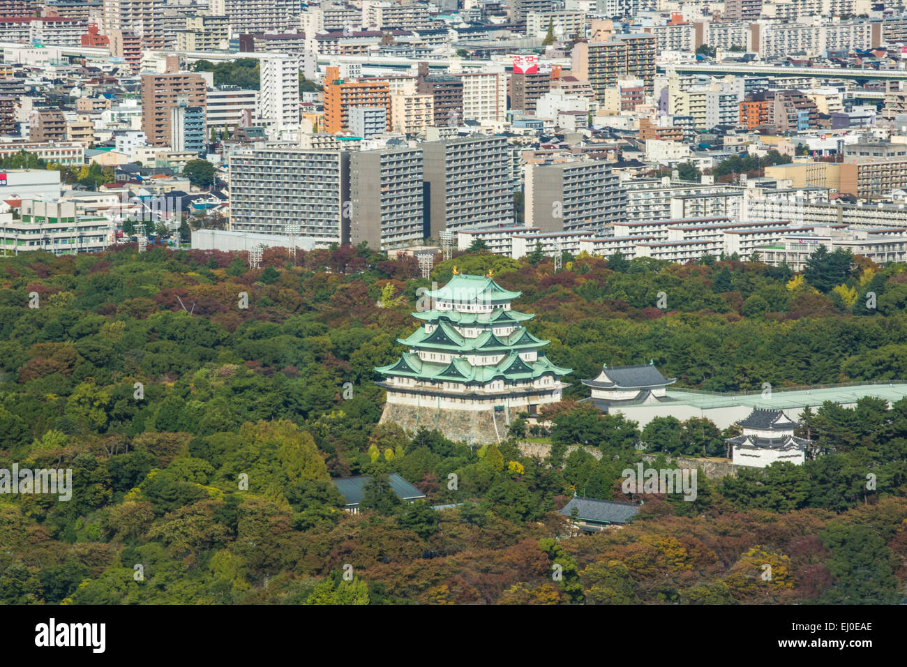 City, Japan, Asia, Nagoya, aerial, aichi, architecture, castle ...