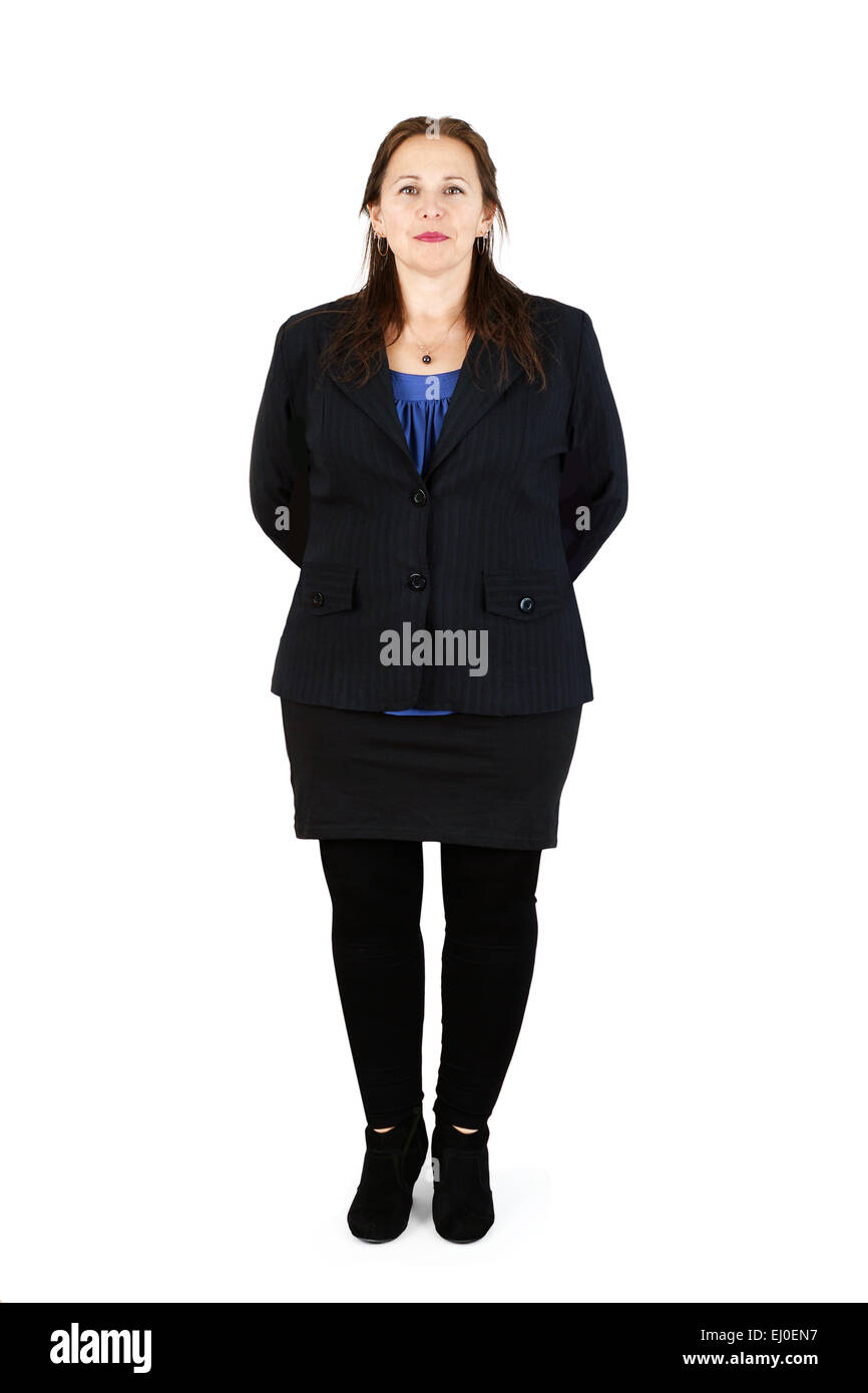 Full body shot of professional middle-aged woman on white Stock Photo ...