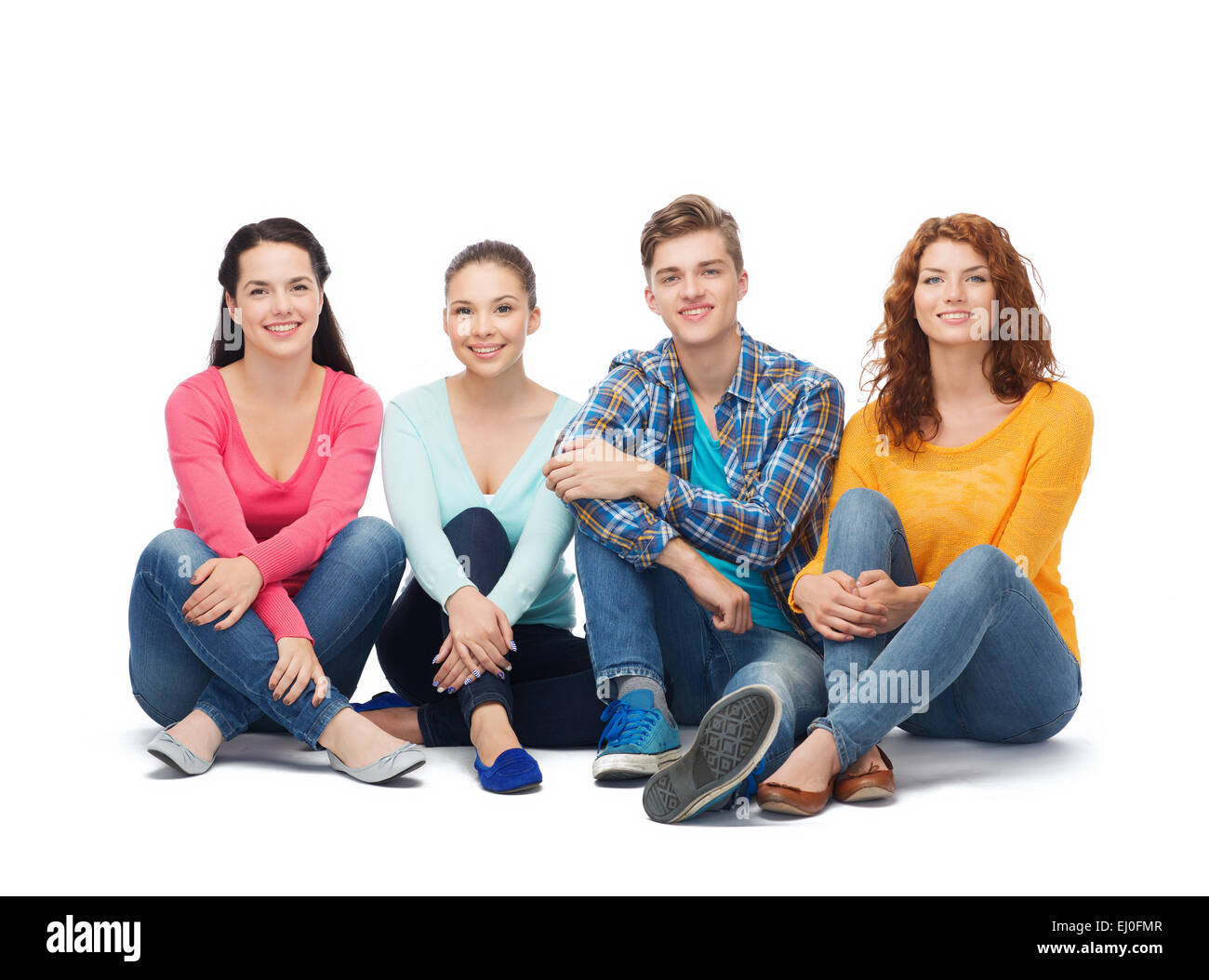 group of smiling teenagers Stock Photo - Alamy