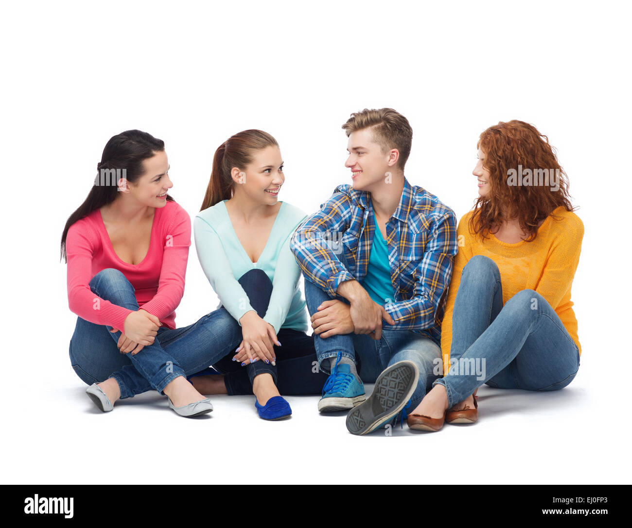 group of smiling teenagers Stock Photo - Alamy