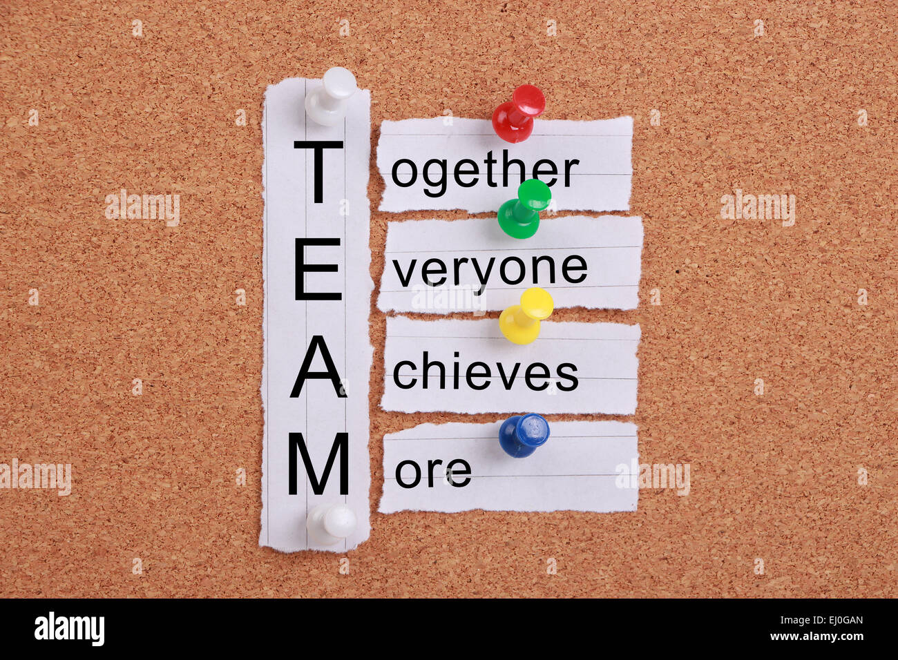 Teamwork concept with some related words pinned on cork board Stock ...