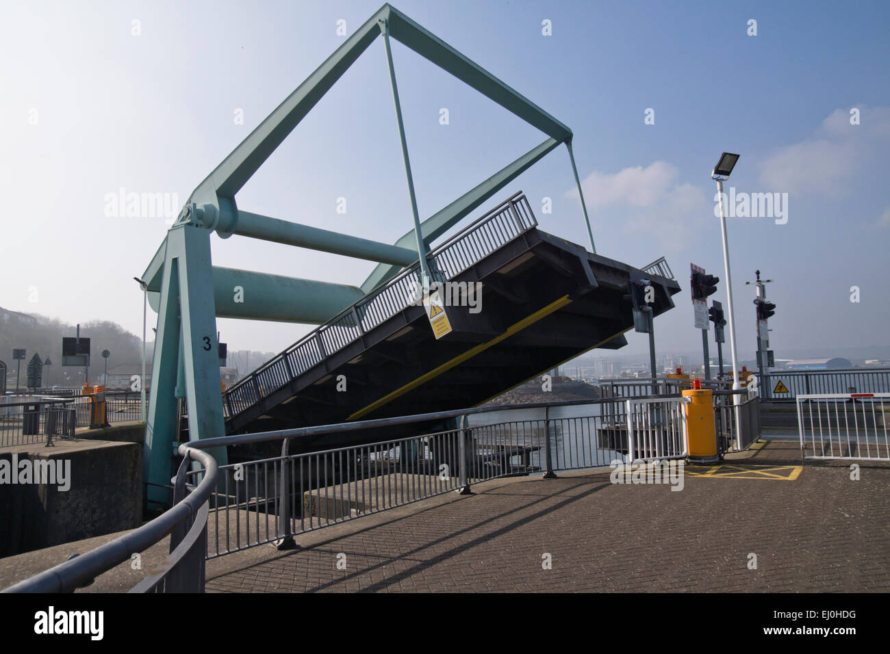 The Cardiff Bay Barrage for the Penarth Side Wales UK Baskule bridge ...