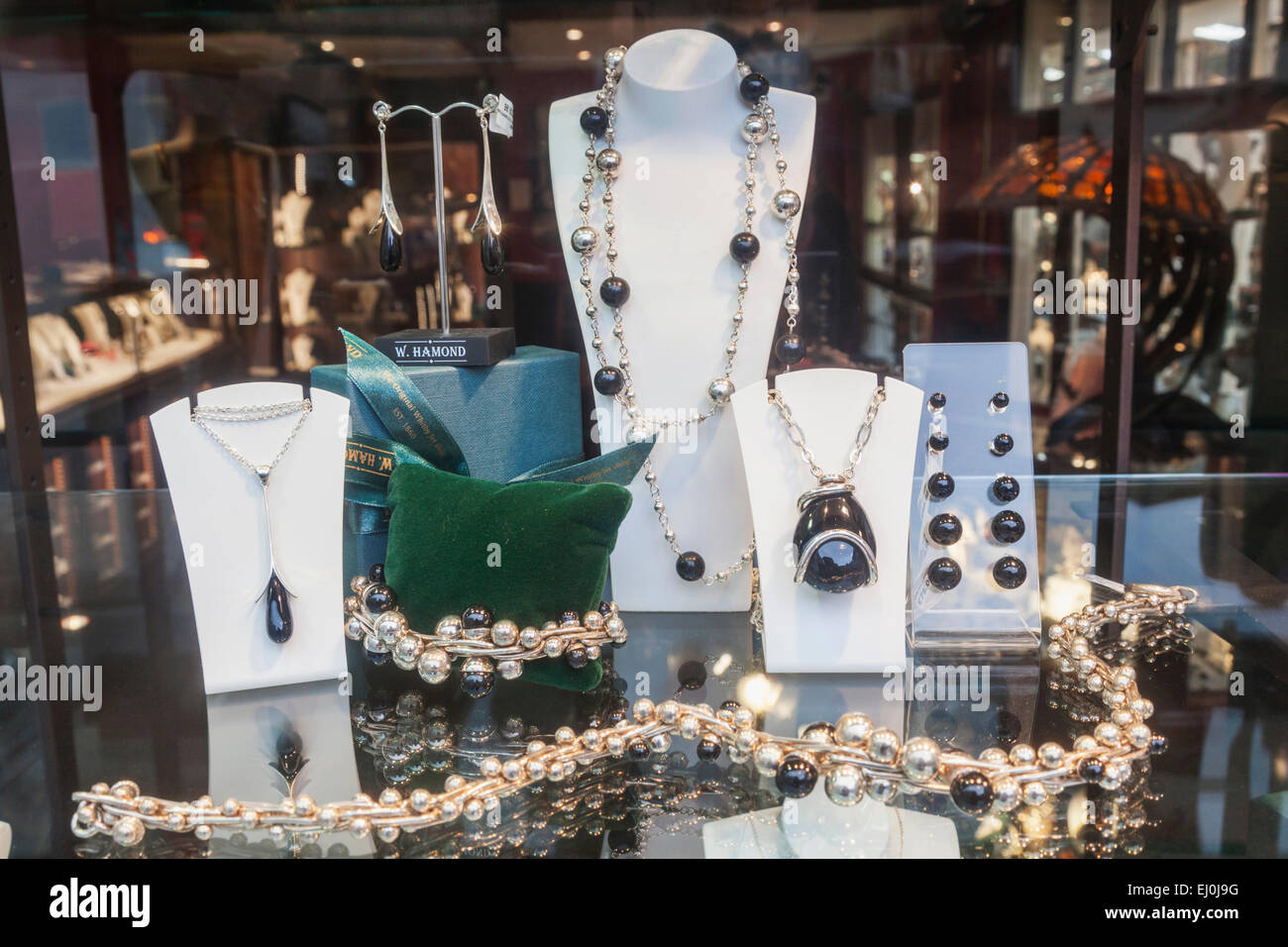 England, Yorkshire, Whitby, Whitby Jet Jewellery Shop Display Stock ...