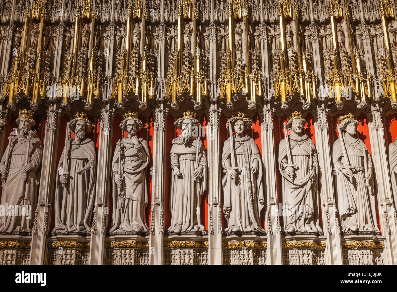 England, Yorkshire, York, York Minster, The choir Screen depicting ...