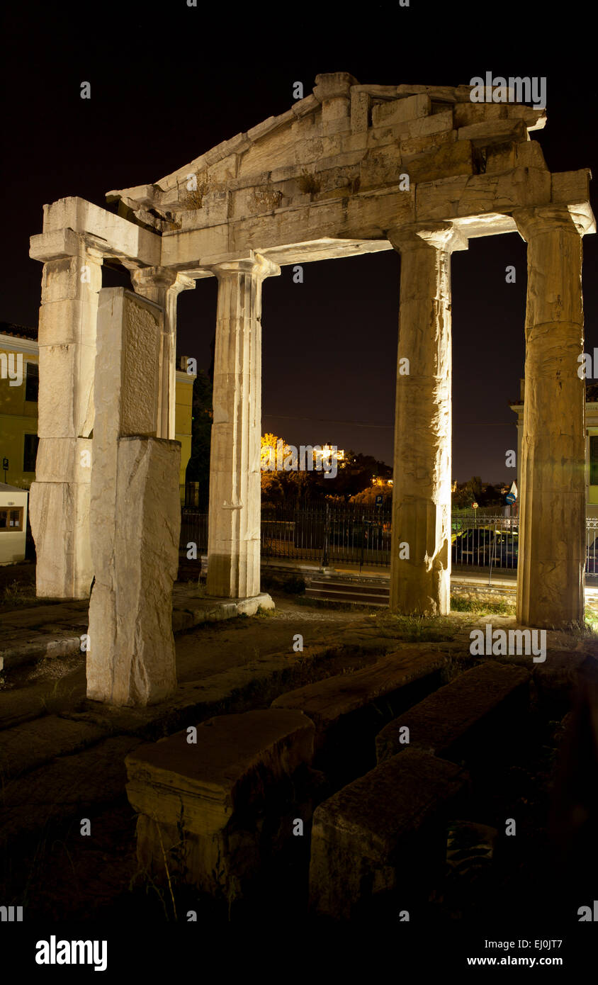 The west Gate of the Roman Agora with the The National Observatory of ...
