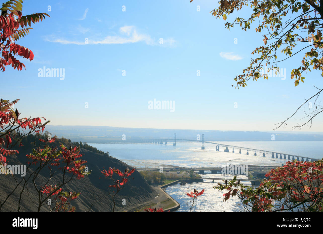 Bridge across a river, Saint Lawrence River, Quebec, Canada Stock Photo ...