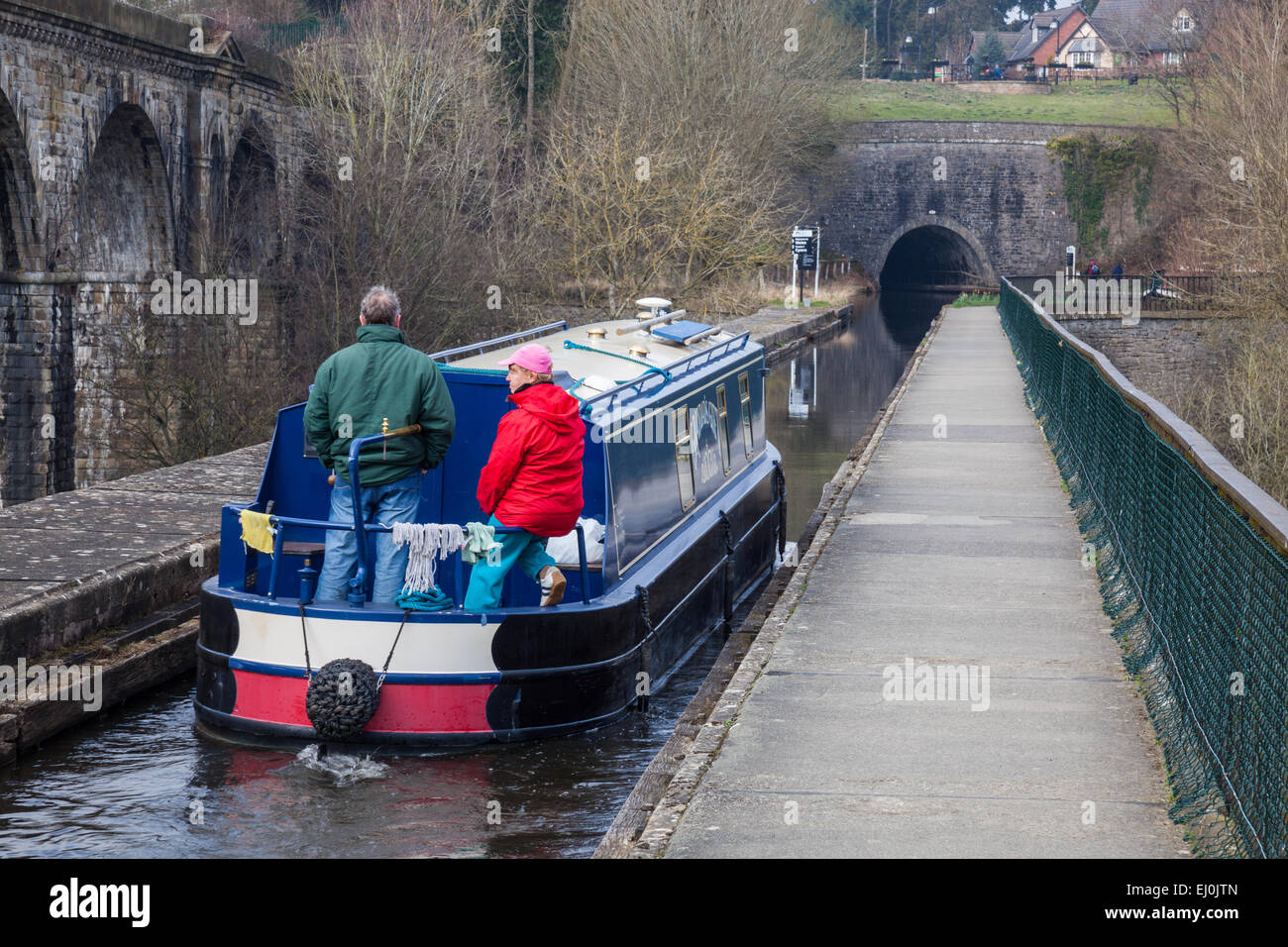 The Chirk Aqueduct (Llangollen Canal) and Viaduct crossing the Ceiriog ...