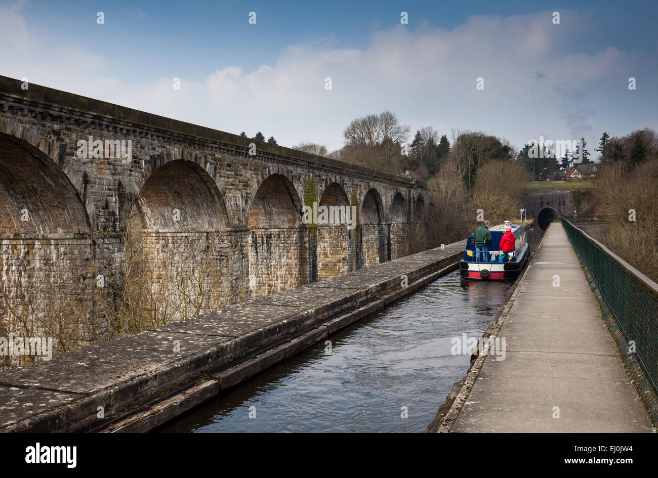The Chirk Aqueduct (Llangollen Canal) and Viaduct crossing the Ceiriog ...