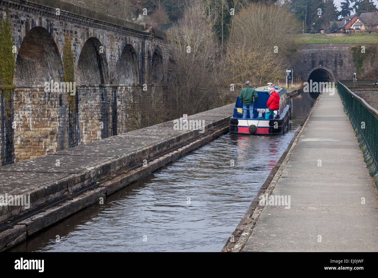 The Chirk Aqueduct (Llangollen Canal) and Viaduct crossing the Ceiriog ...