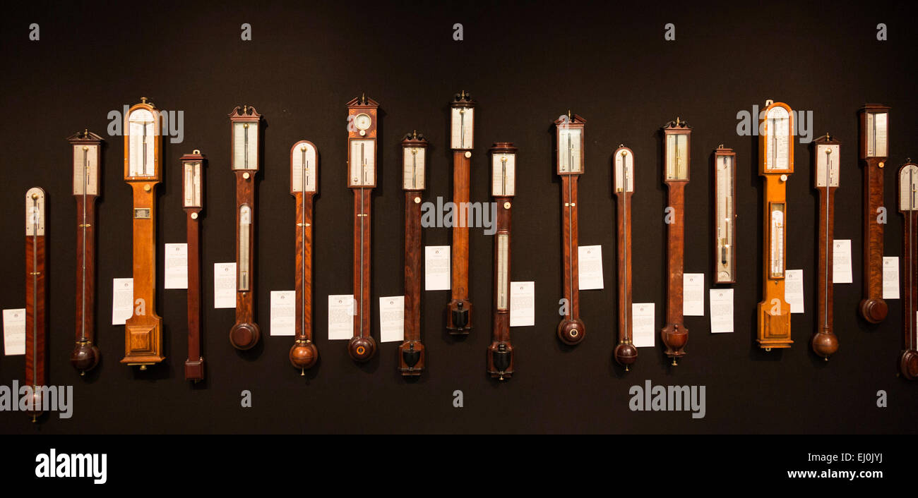 London, UK. 18 March 2015. Antique barometers from Alan Walker, Newbury ...