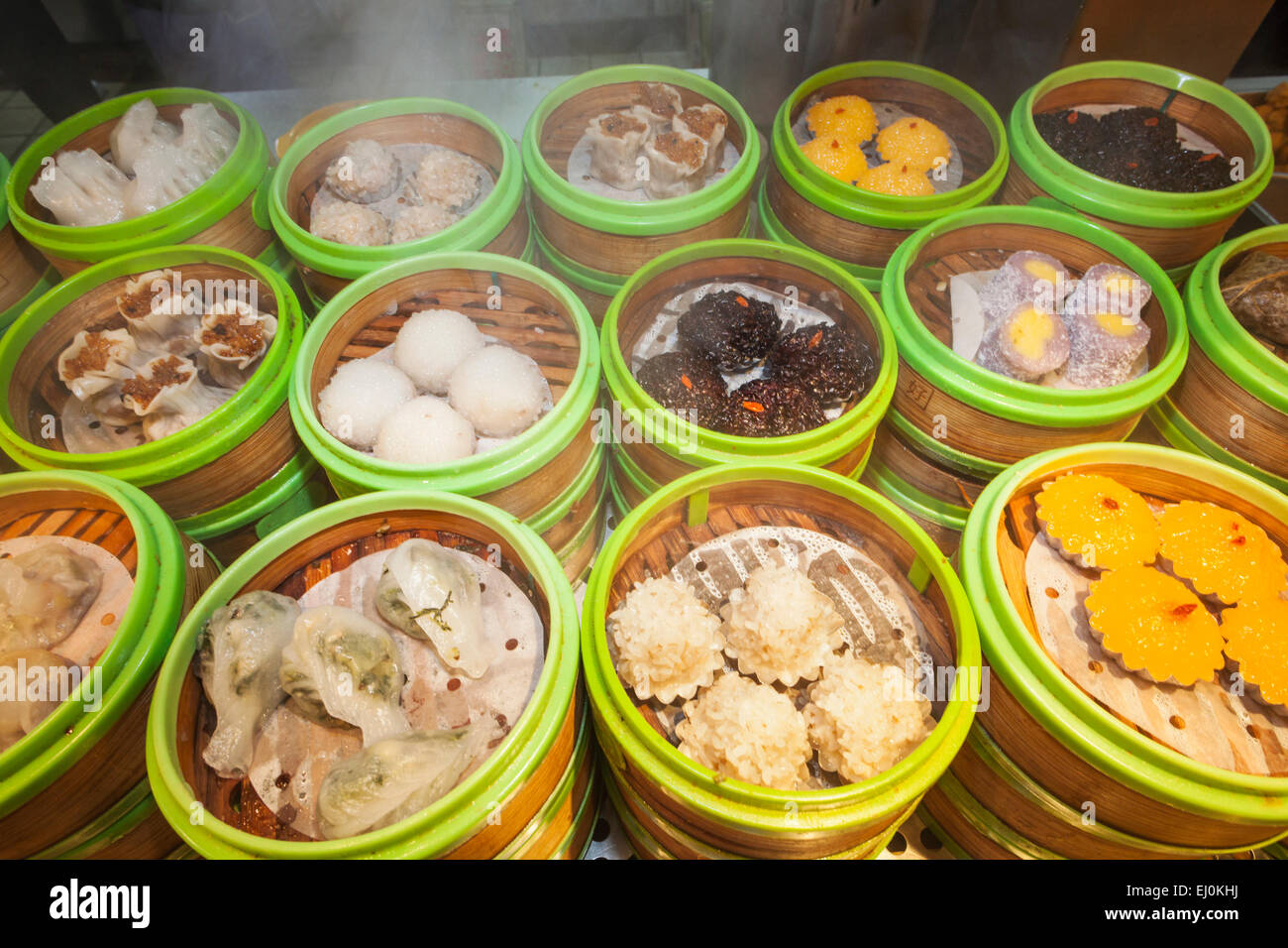 China, Shanghai, Yuyuan Garden, Restaurant Display of Steamed Dumplings ...