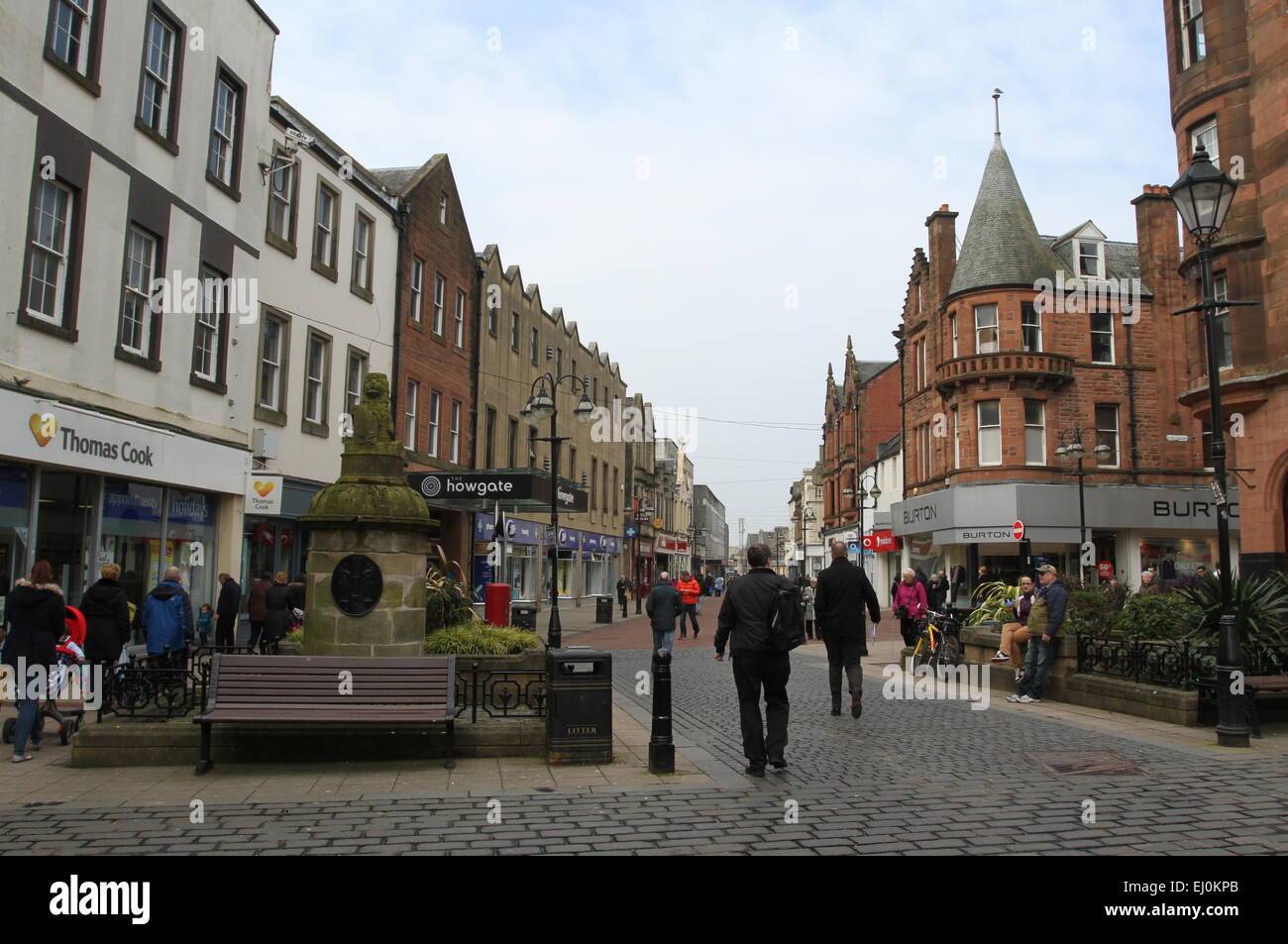 Falkirk street scene with entrance to Howgate Shopping centre Scotland ...